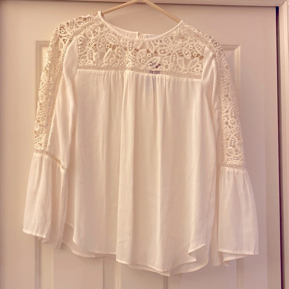 LOFT | Tops | Lovely Lacy Sheer Flowy Loft Cream Top Xsp Nwt | Poshmark